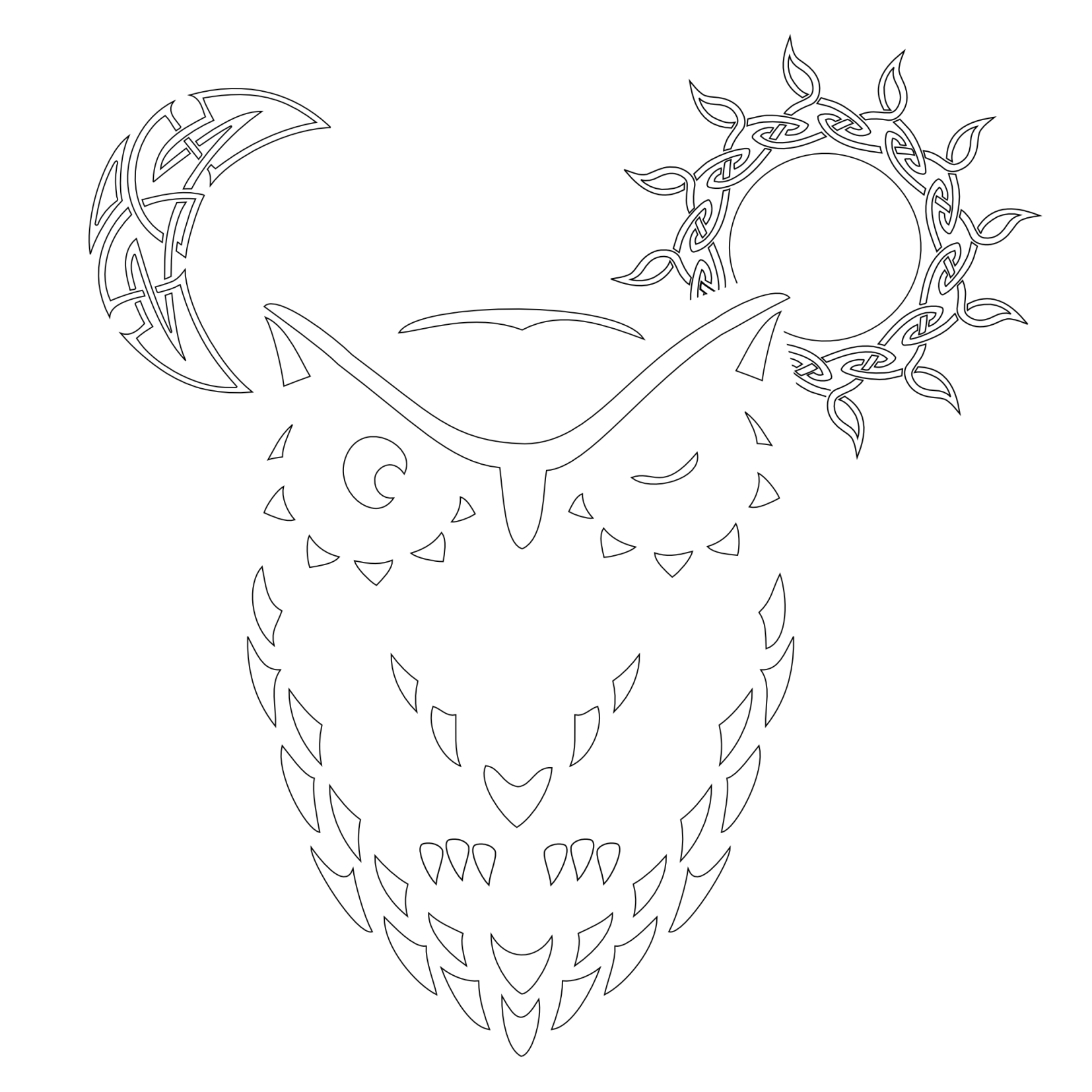Two lives (Complex personality) owl moon original tribal tattoo design